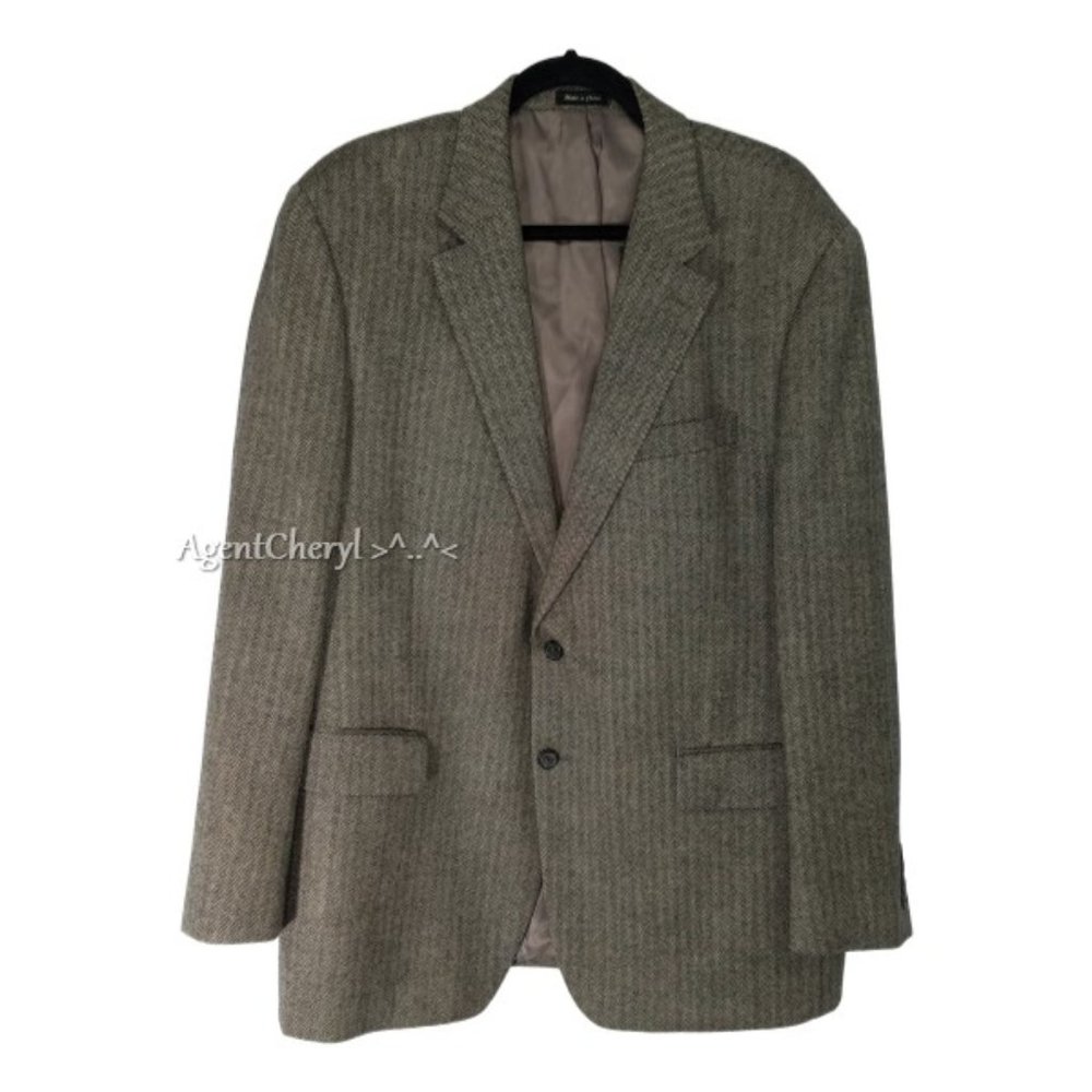 Chaps Ralph Lauren 44r Gray Herringbone Men Blazer - Gem